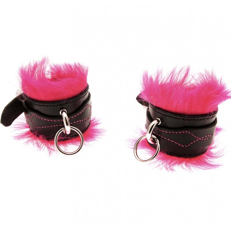 Menottes en cuir avec fourrure