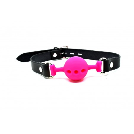 Bâillon bdsm en cuir premium et boule en silicone ultra douce